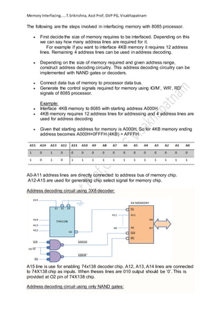 8085 interfacing with memory chips | DOCX