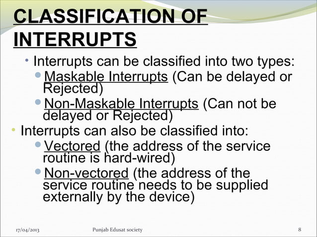8085 interrupts | PPT | Operating Systems | Computer Software and Applications