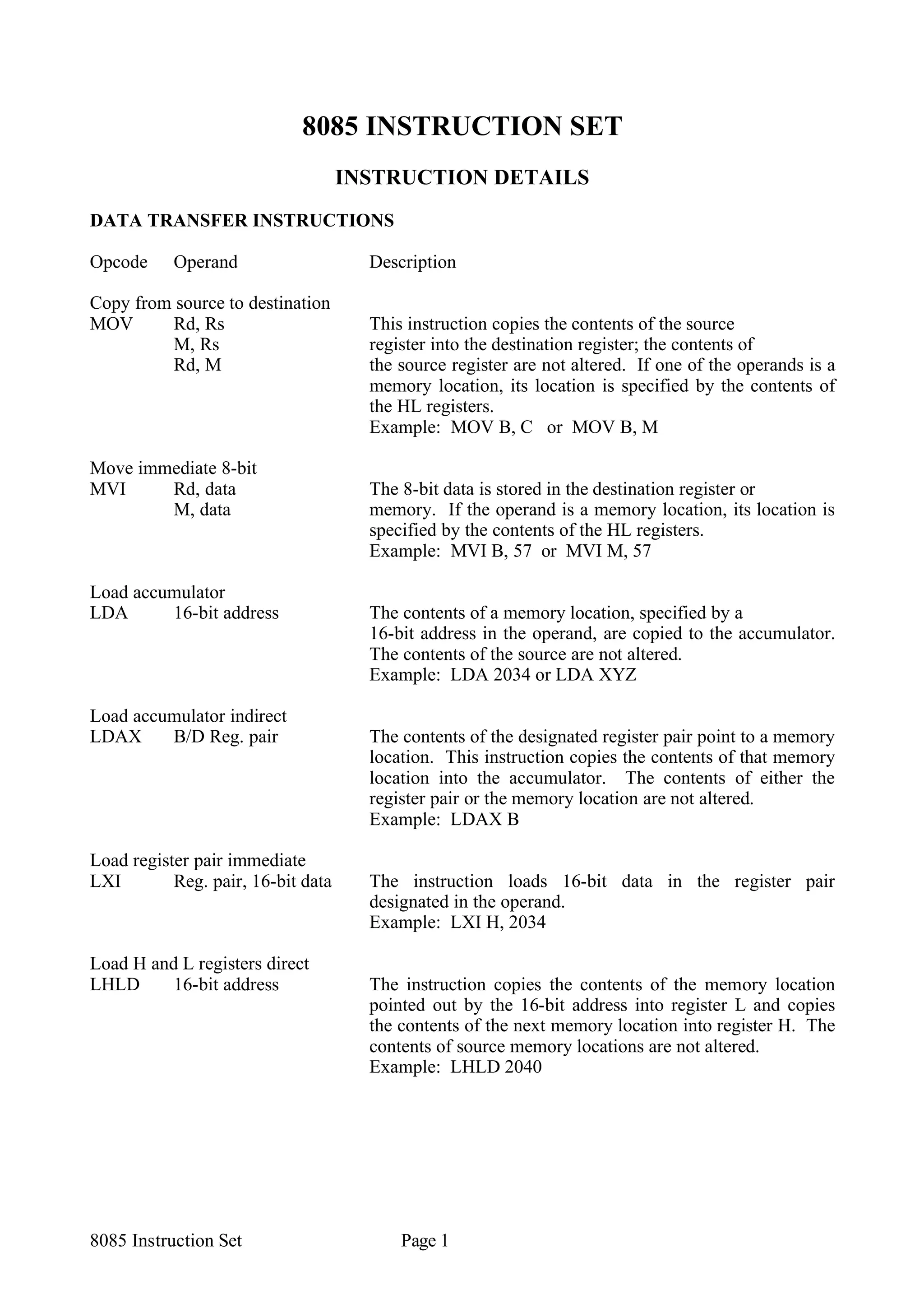 8085 instructions | PDF