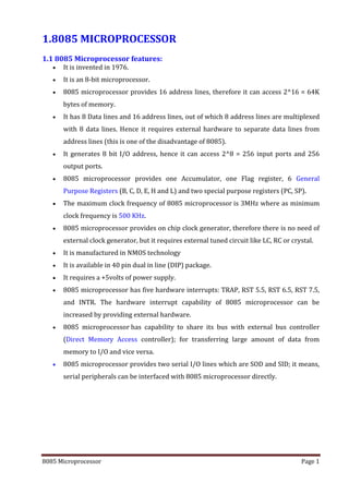 8085 microprocessor Architecture and Pin description | PDF | Operating ...