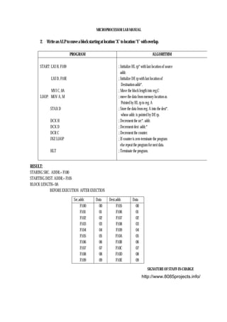 8085 microprocessor lab manual | PDF