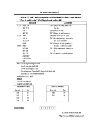 8085 microprocessor lab manual | PDF