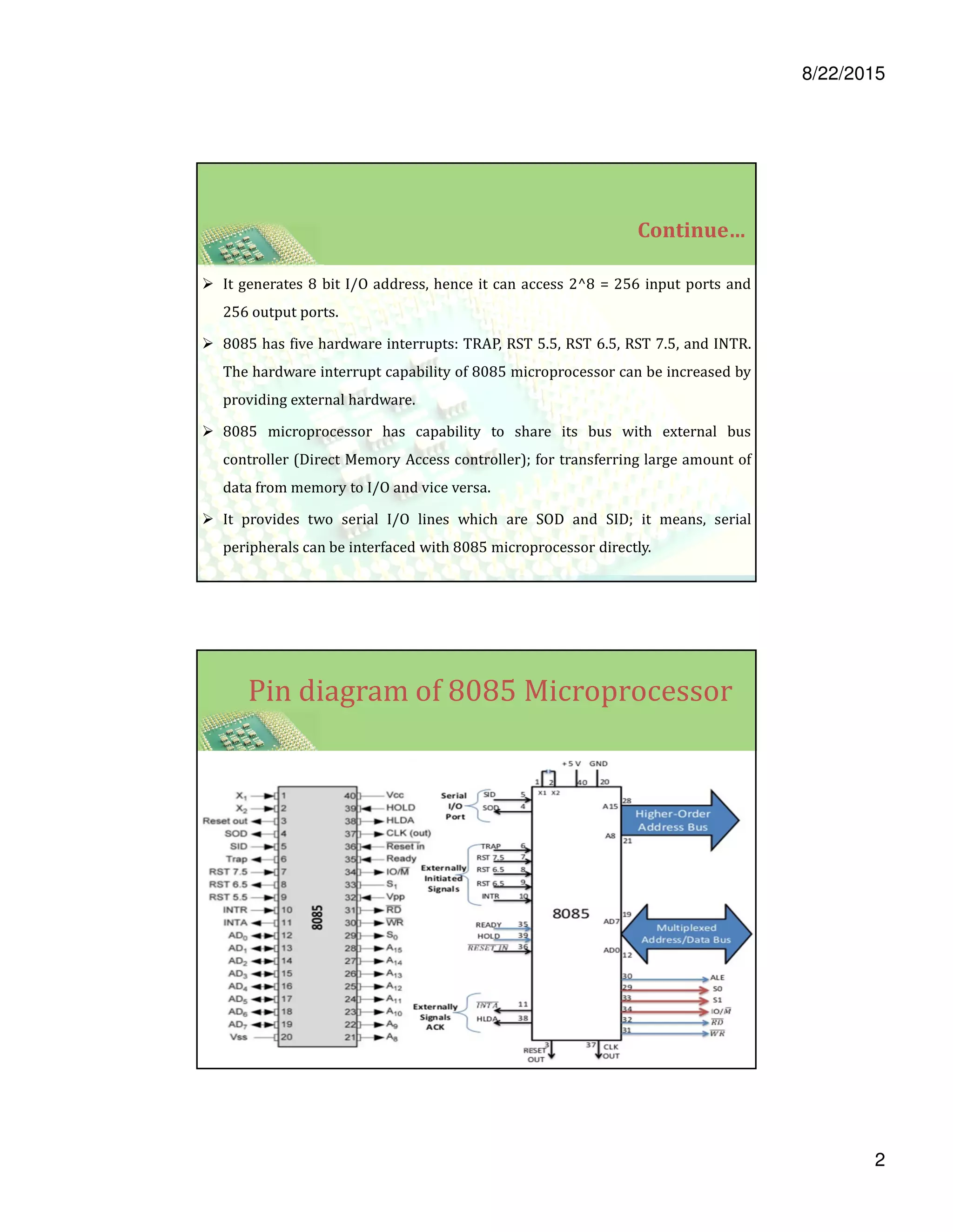 8085 microprocessor Architecture and pin description | PDF