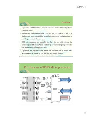 8085 microprocessor Architecture and pin description | PDF