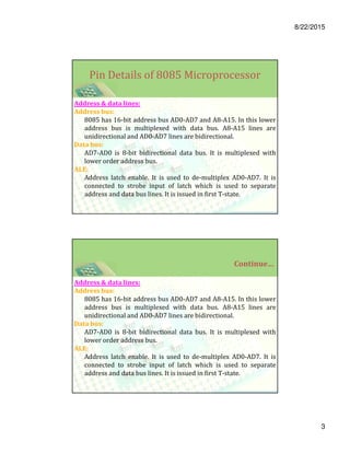 8085 microprocessor Architecture and pin description | PDF