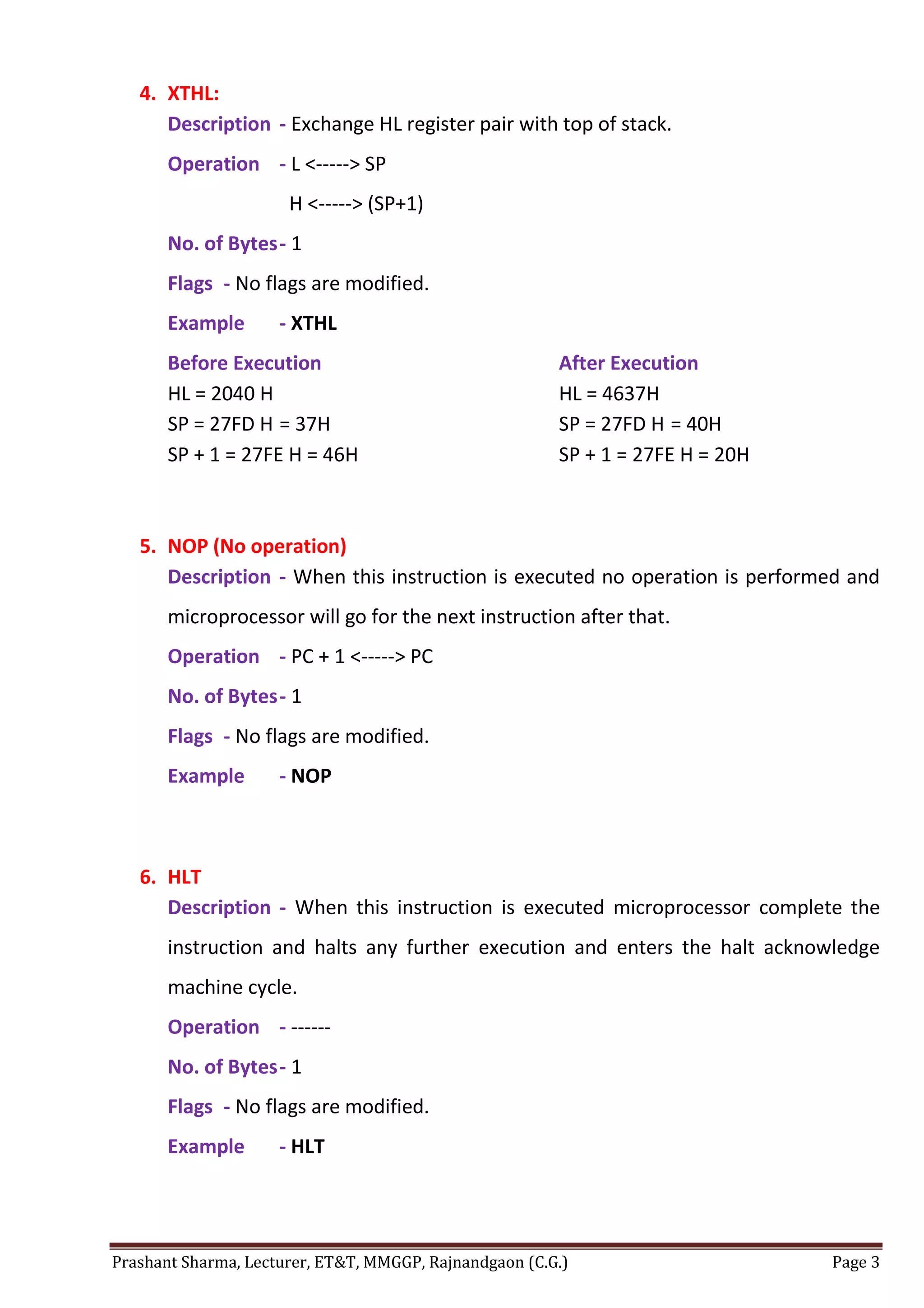 8085 stack & machine control instruction | PDF