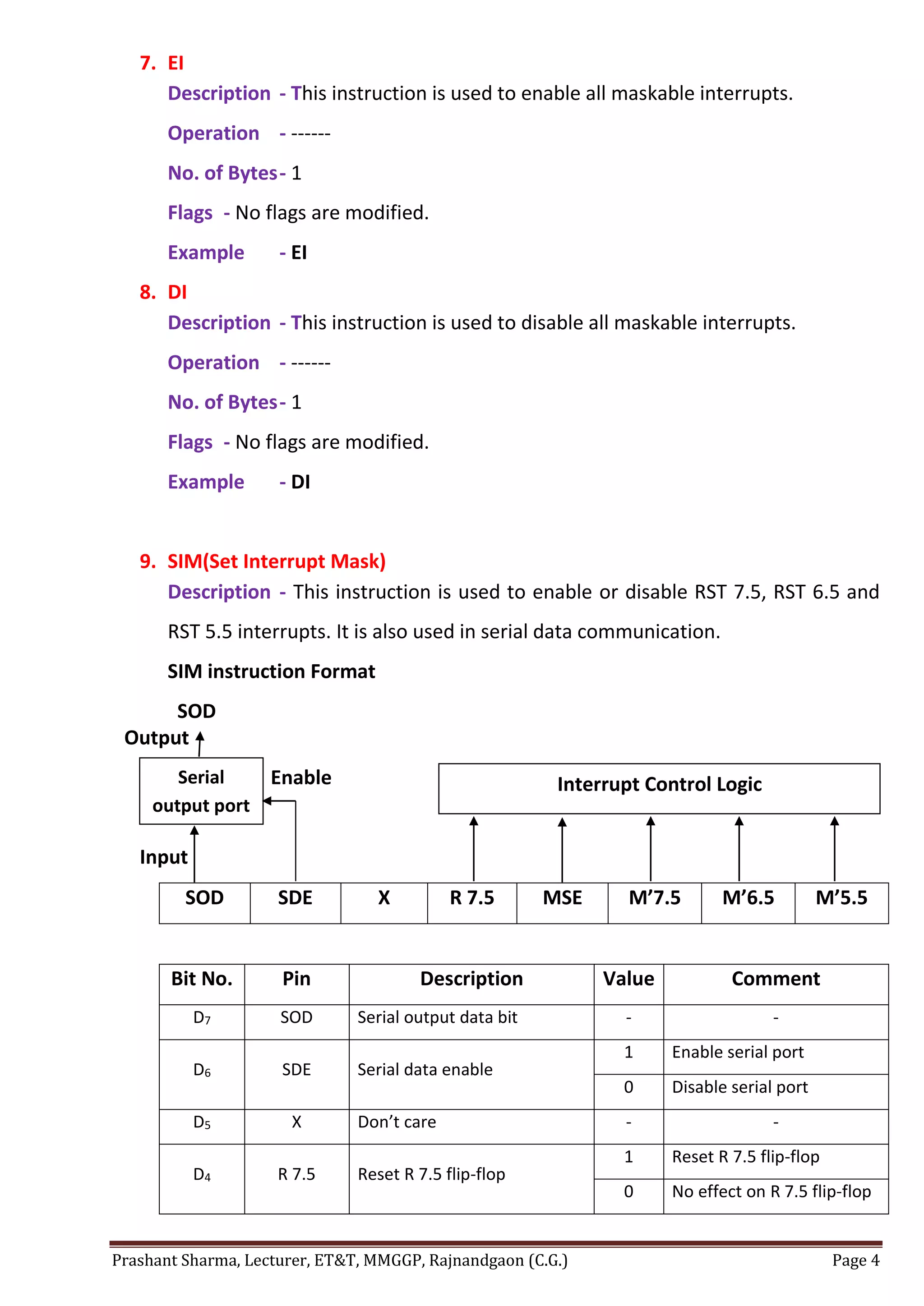 8085 stack & machine control instruction | PDF