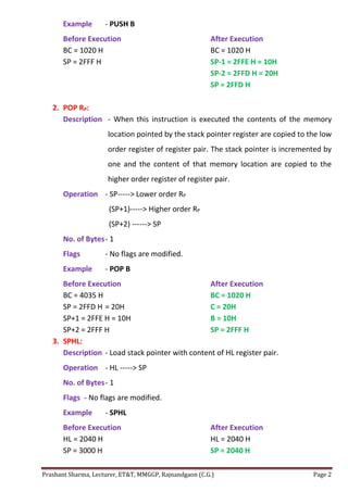 8085 stack & machine control instruction | PDF