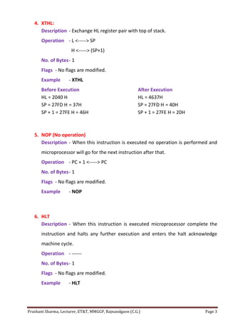 8085 stack & machine control instruction | PDF