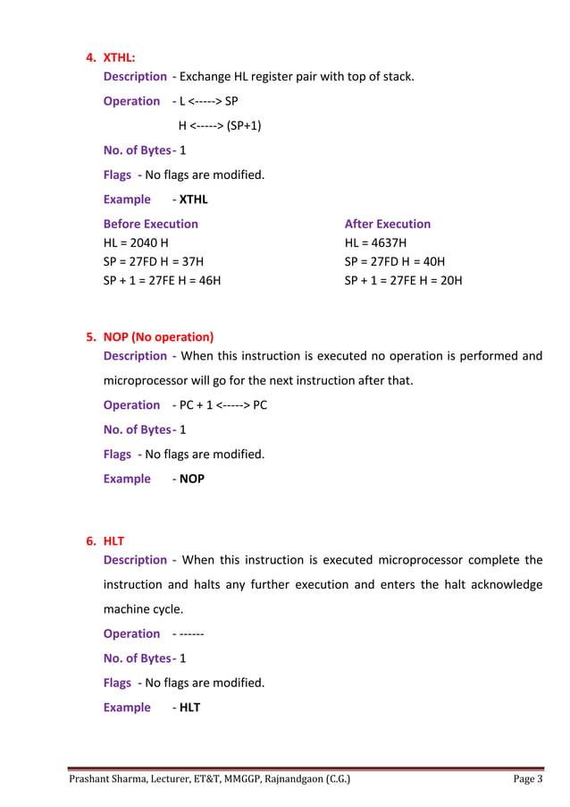 8085 stack & machine control instruction | PDF