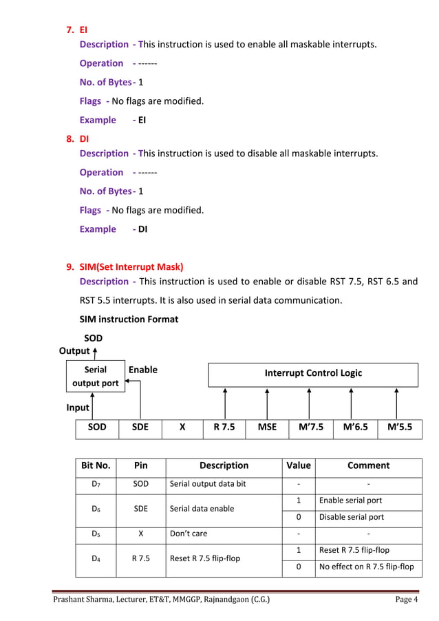 8085 stack & machine control instruction | PDF