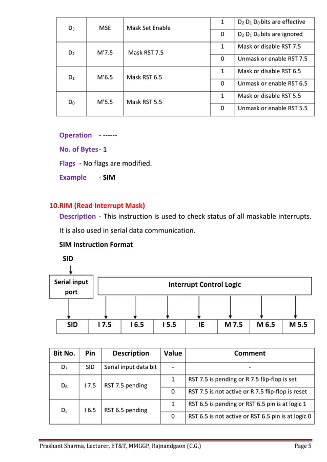 8085 stack & machine control instruction | PDF