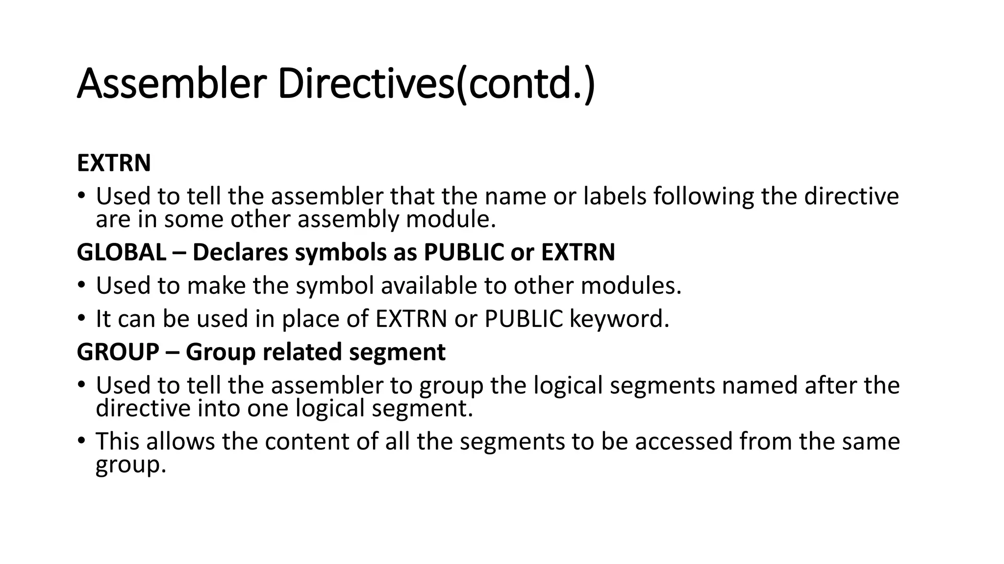 8086 microprocessor assembler directives.ppt