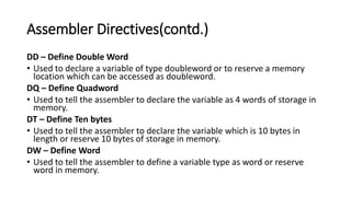8086 microprocessor assembler directives.ppt