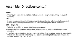 8086 microprocessor assembler directives.ppt