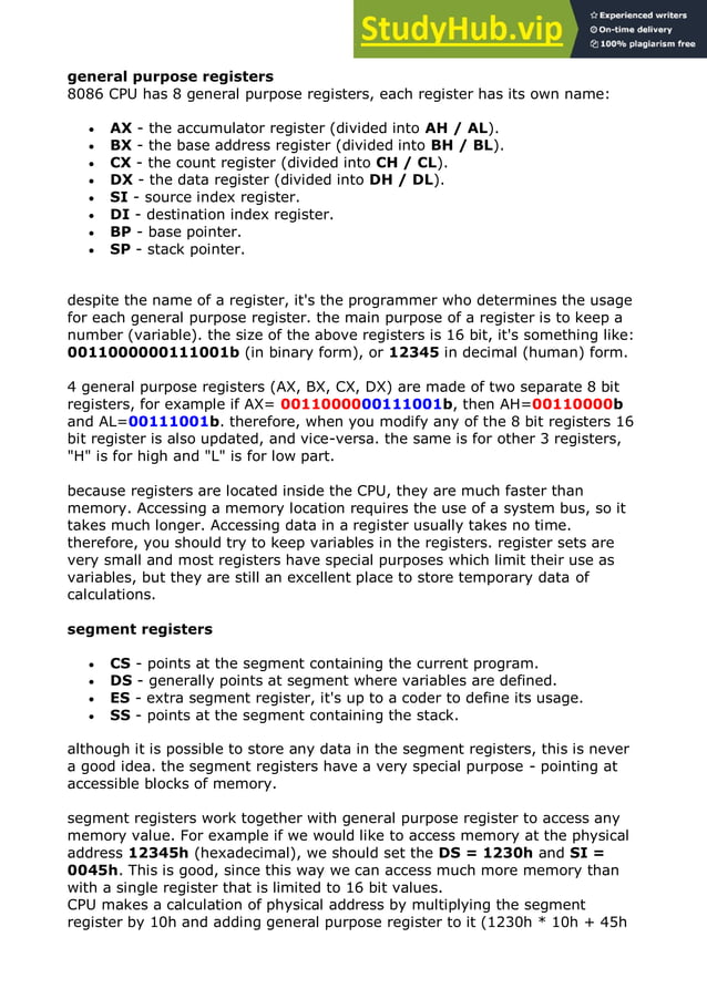 8086 Assembler Tutorial For Beginners (Part 1 | PDF