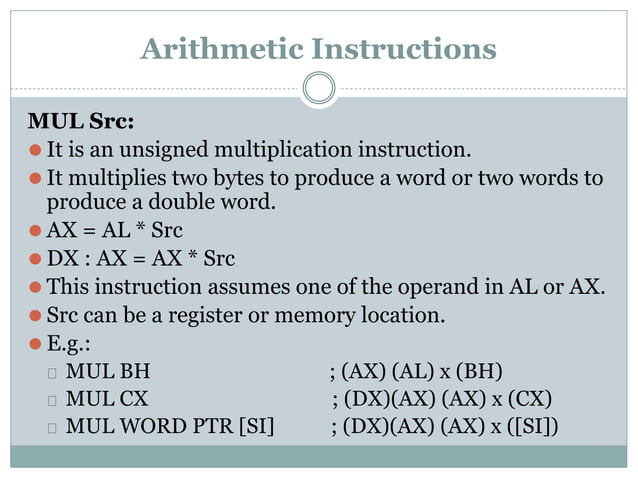 8086 instruction set | PPTX | Programming Languages | Computing