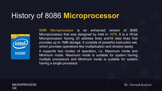 8086 microprocessor by devansh koolwal | PPT