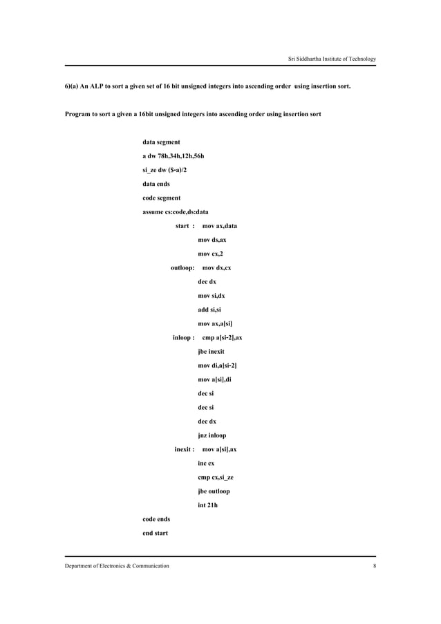 8086 microprocessor lab manual | PDF