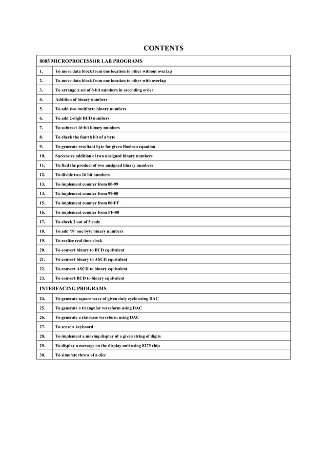 8086 microprocessor lab manual | PDF