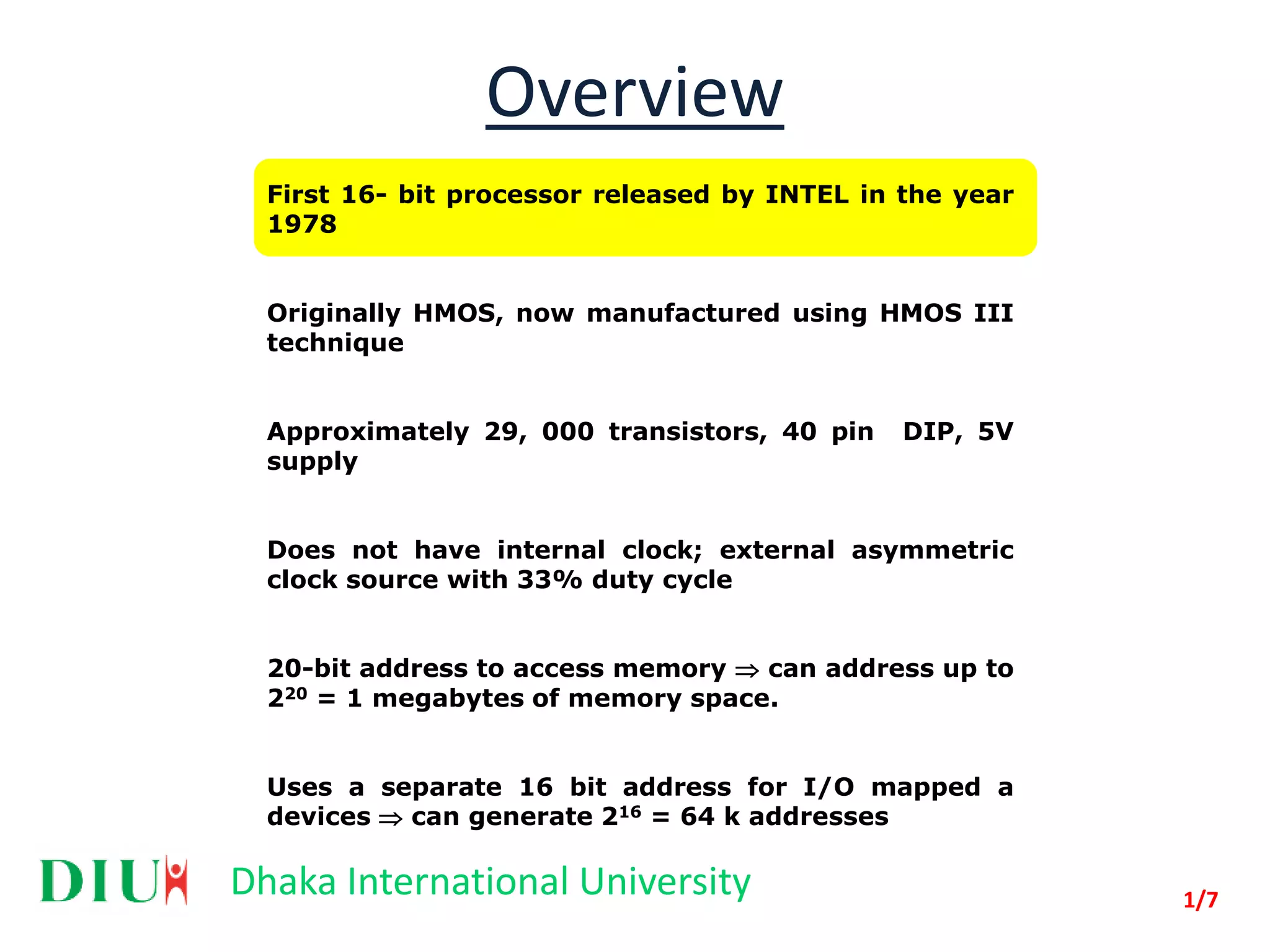 INTEL 8086 MP Architecture | PPTX
