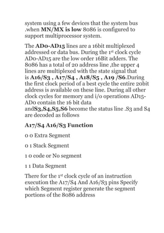 8086 pin diagram description | DOCX | Operating Systems | Computer ...