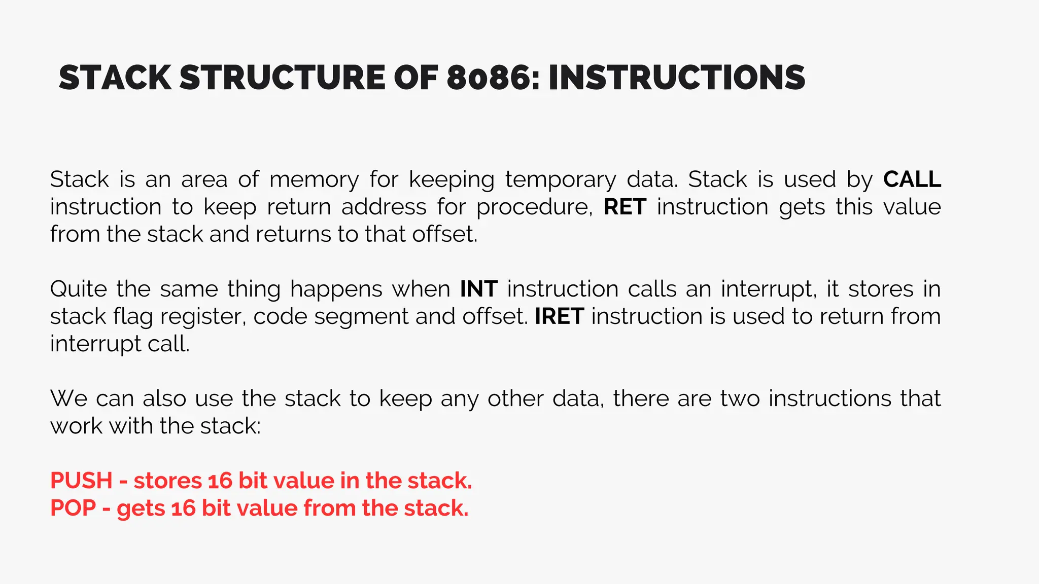 Stack Memory Organization of 8086 Microprocessor | PPTX