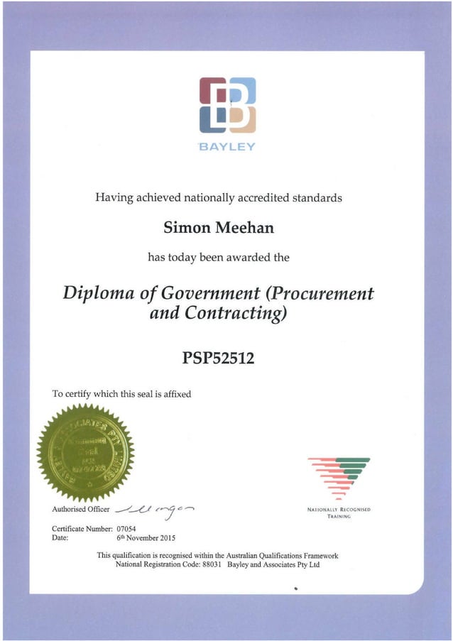 Diploma of Government (Procurement & Contracting) | PDF