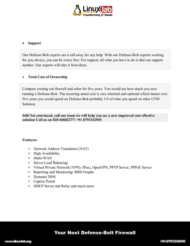 DefenseBolt Key Features | PDF