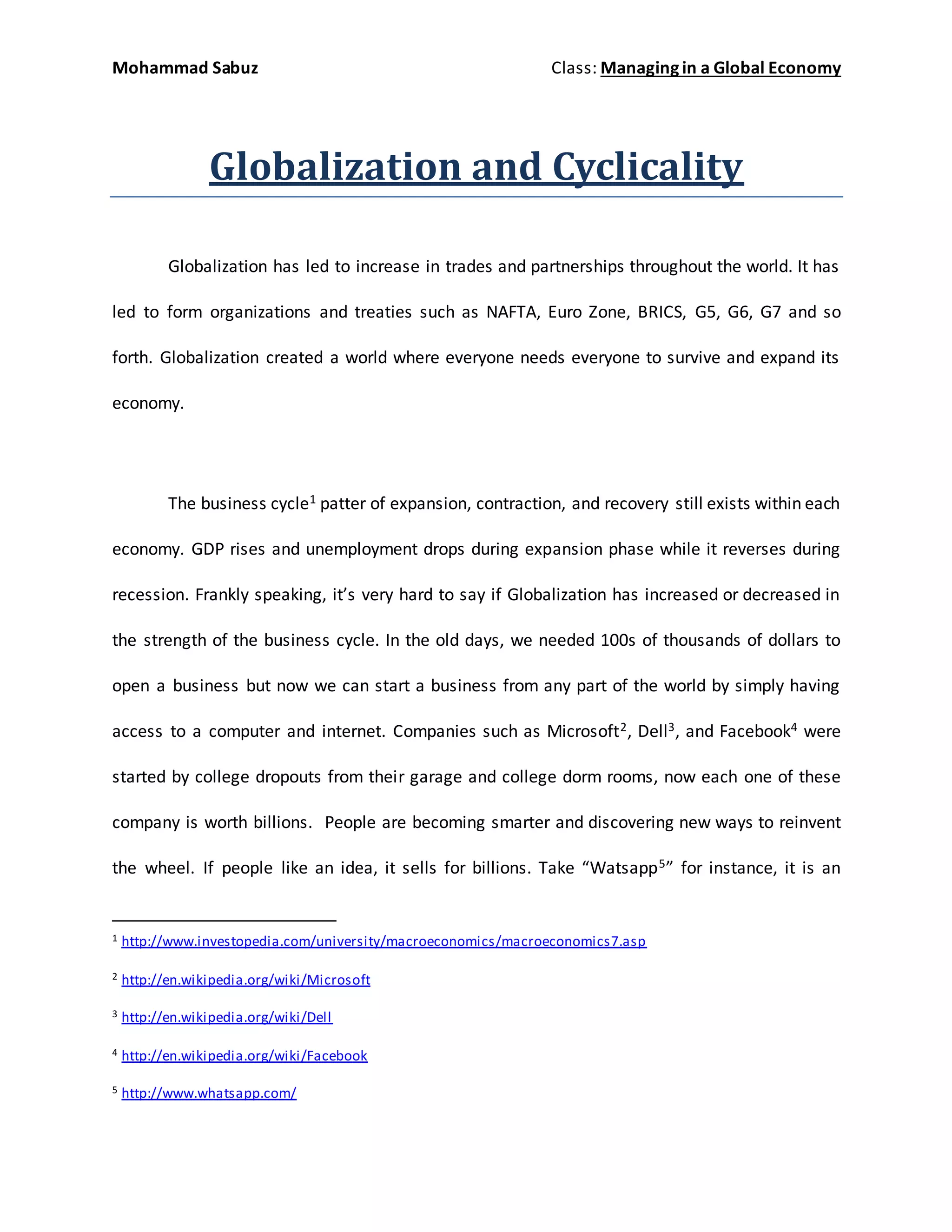 Globalization and Cyclicality | PDF