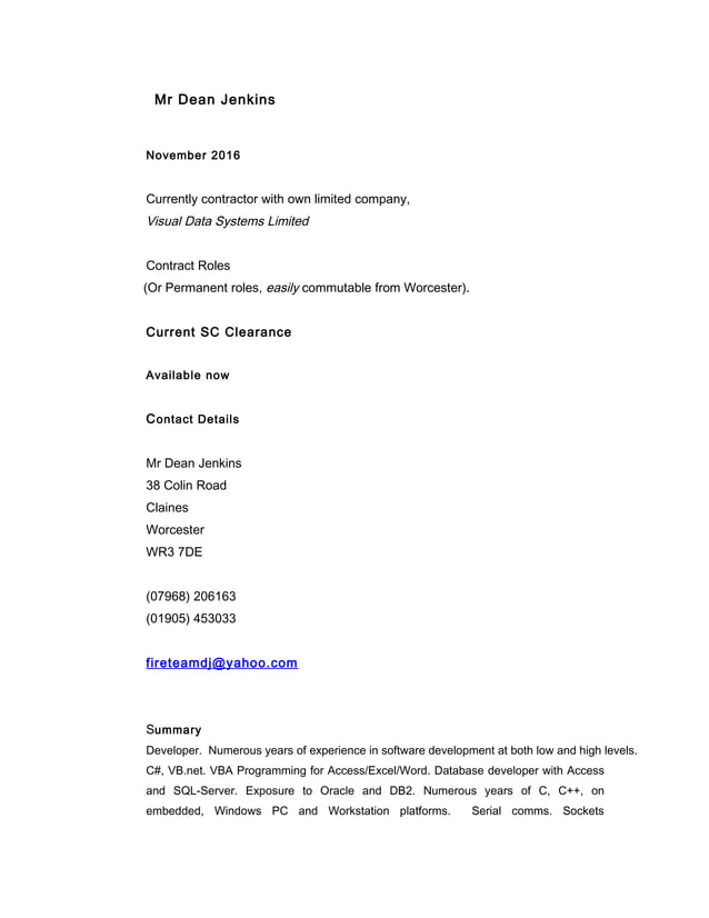 CV_November_2016_SC_Office_Dean_Jenkins | PDF