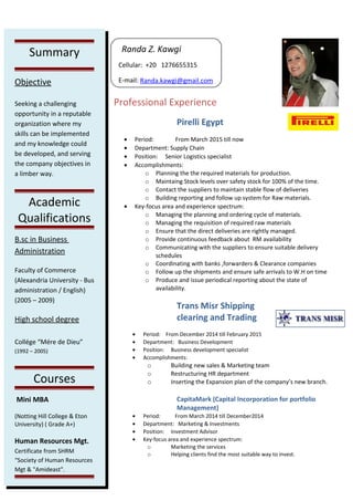 Randa Kawgi CV 1 | PDF