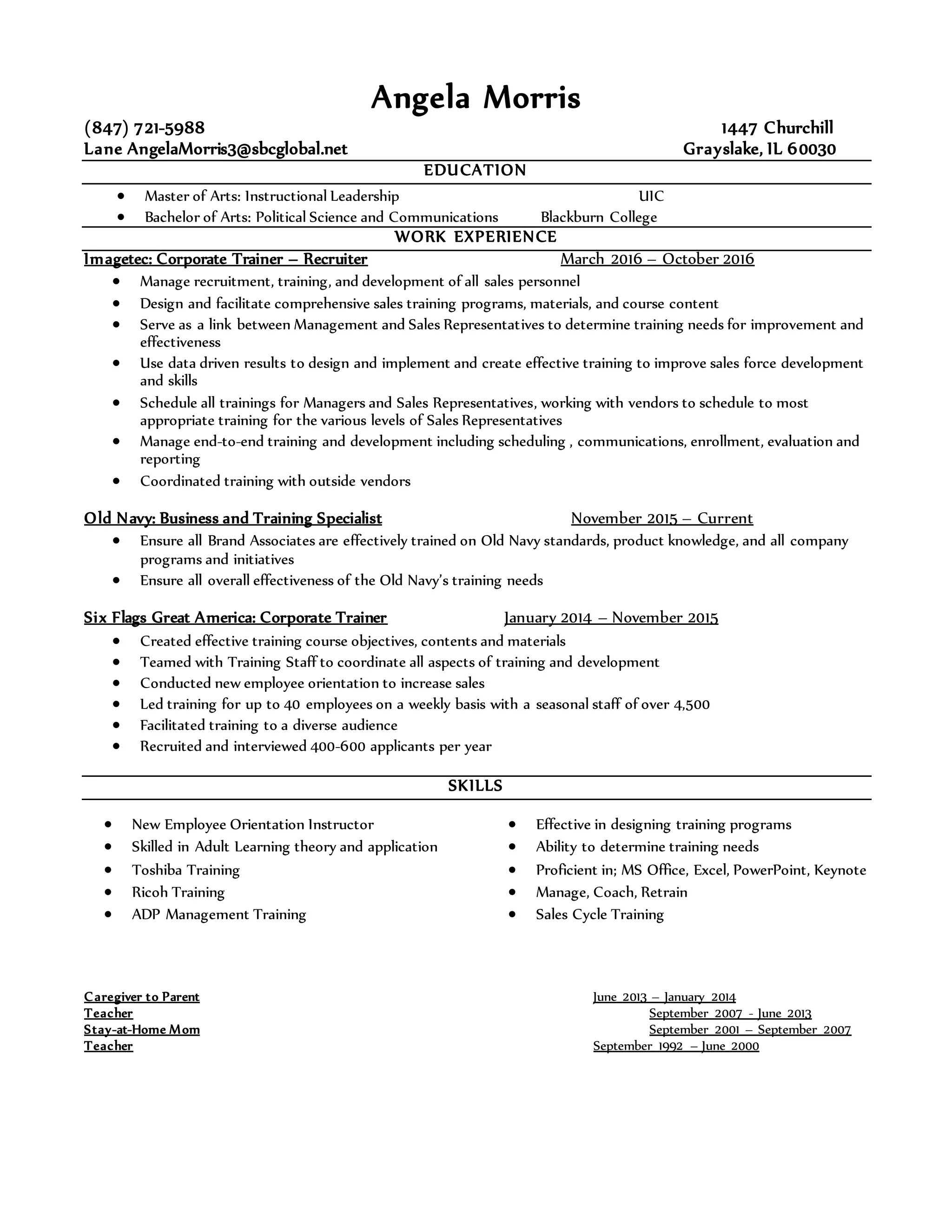 Angela Morris Resume | DOCX