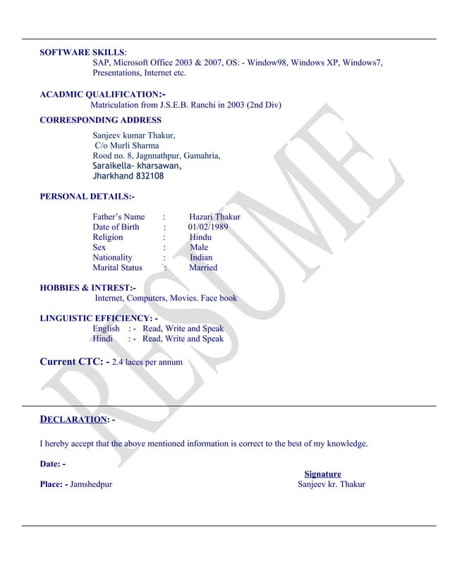 sanjeev thakur cv | DOC