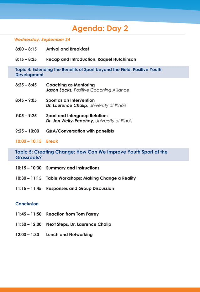 Illinois Youth Sport Summit Program Guide | PDF