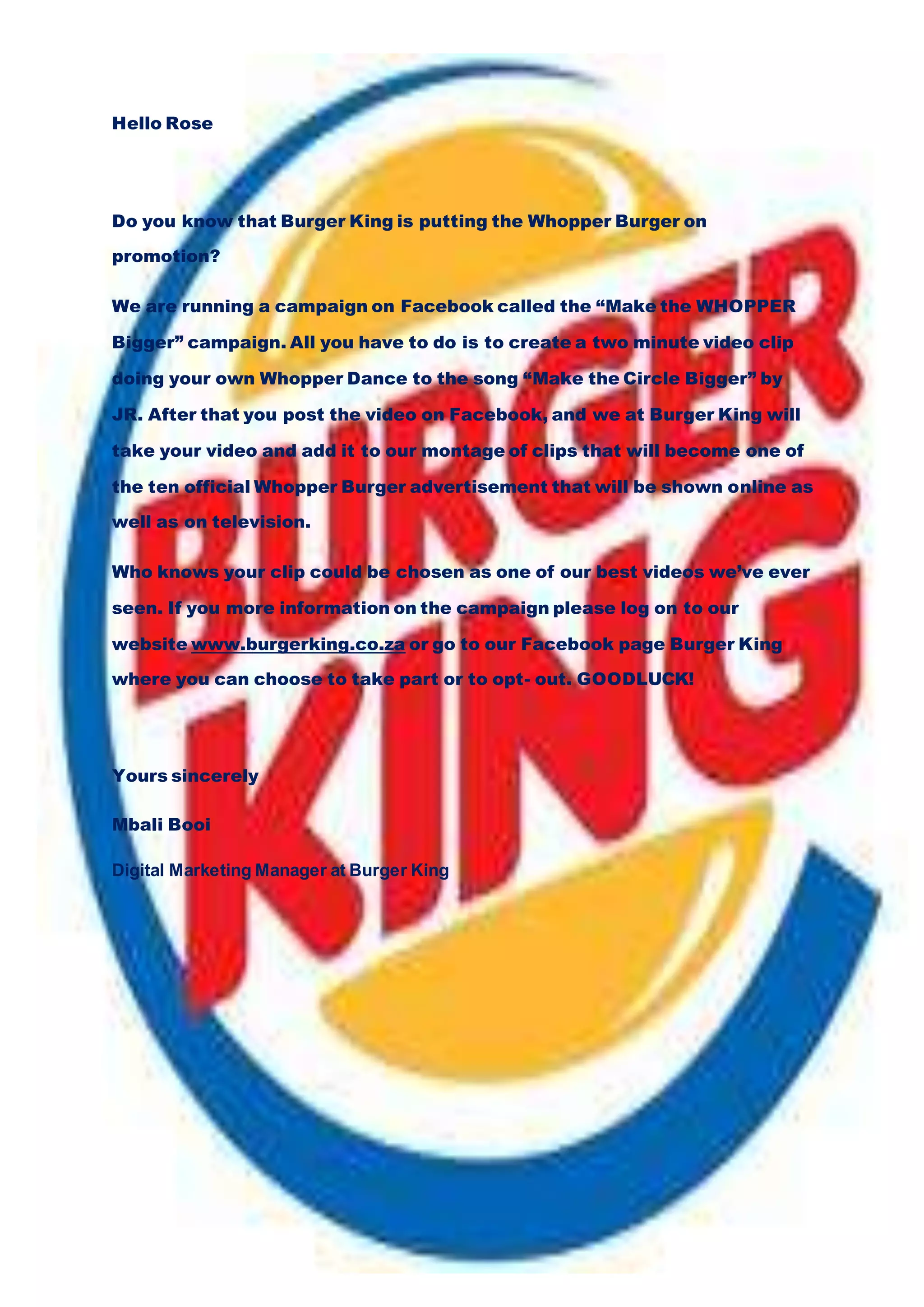 Burger King newsletter | DOCX