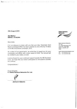 Letter from Managed Services Global Head NSN | PDF