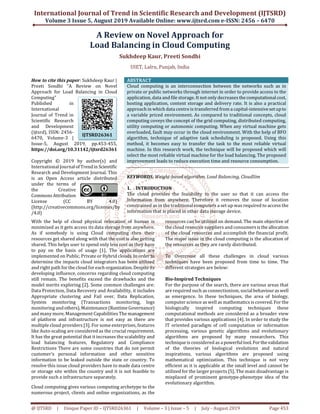 A Review on Novel Approach for Load Balancing in Cloud Computing | PDF