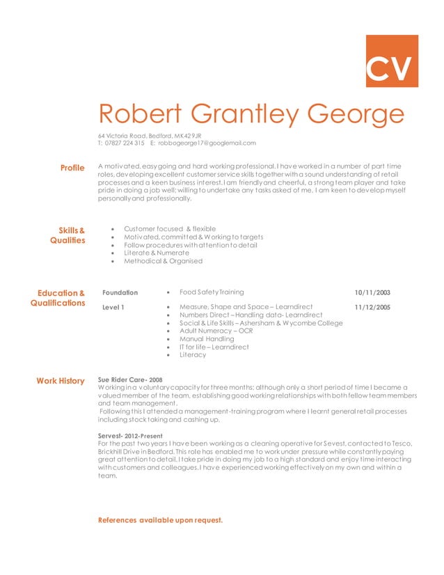 Robert Grantley George CV | PDF