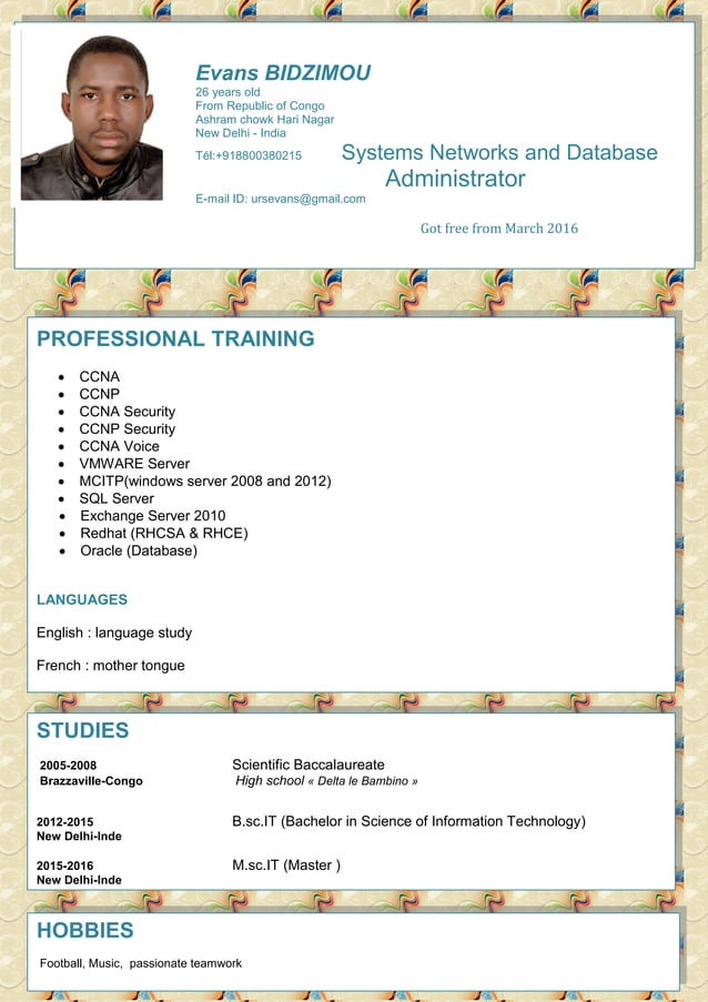 cv de evans english | PDF