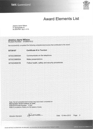 Certificate III - Tourism | PDF