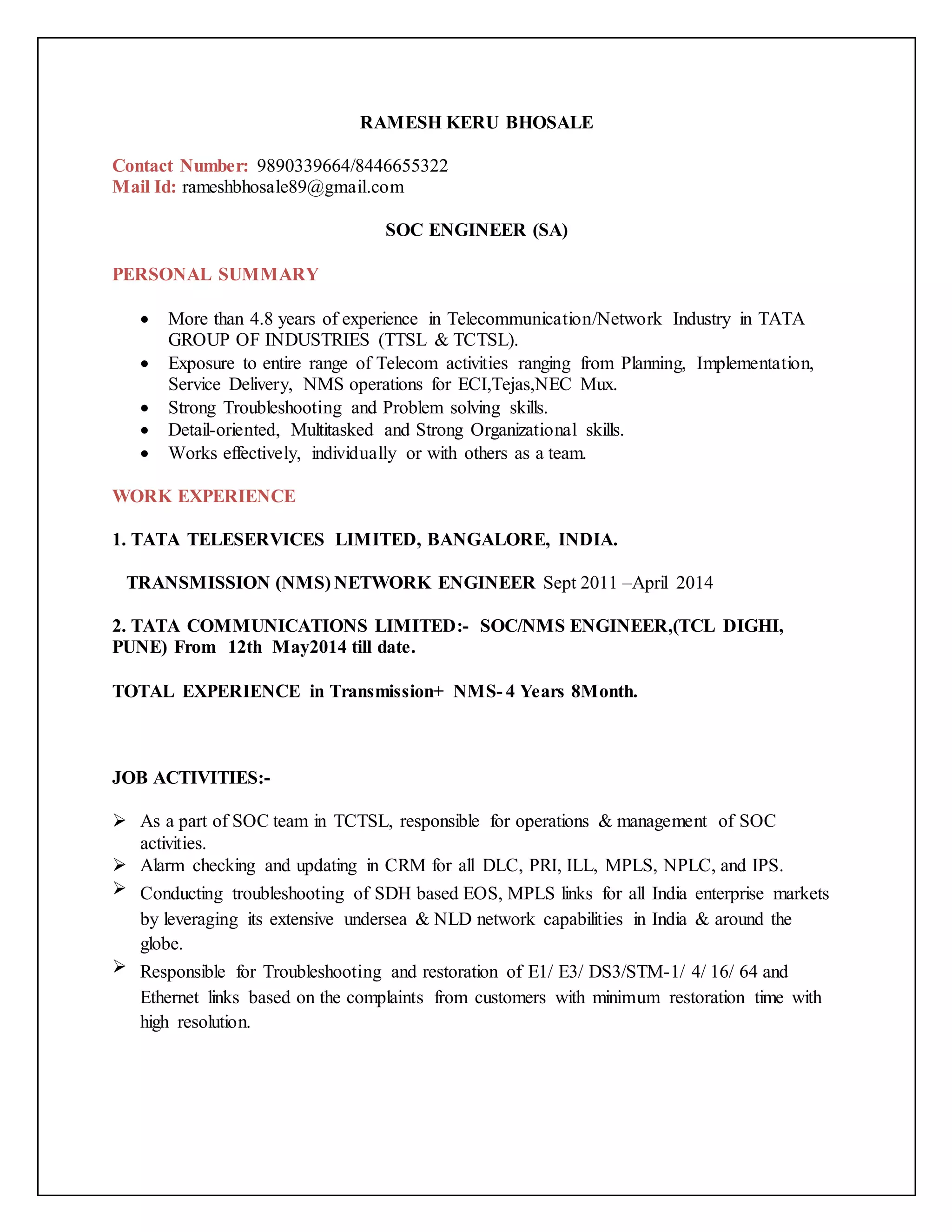 Resume_Ramesh Bhosale | DOCX