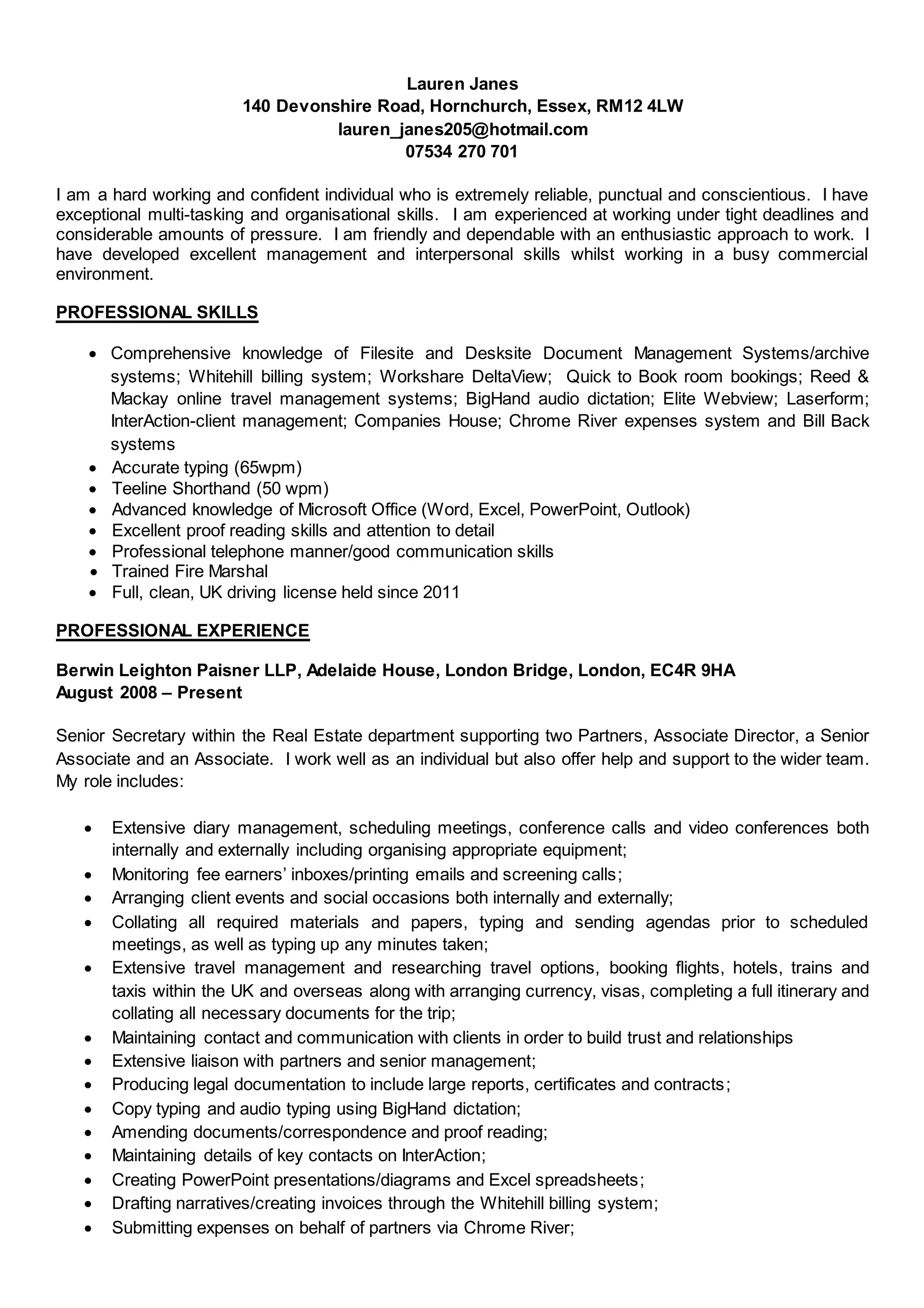 CV - Lauren Janes 2015 | DOCX