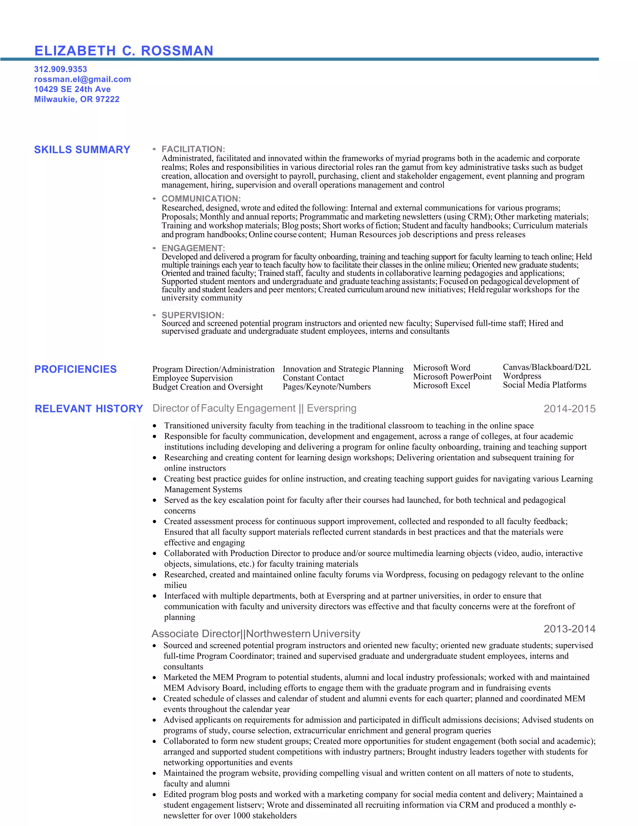 2016 Resume_Rossman | PDF