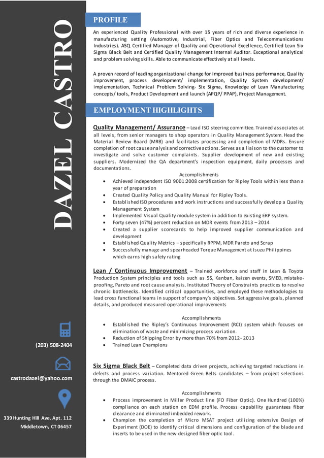 DAZEL CASTRO (1-18-15) | DOCX | Manufacturing Industry | Industries