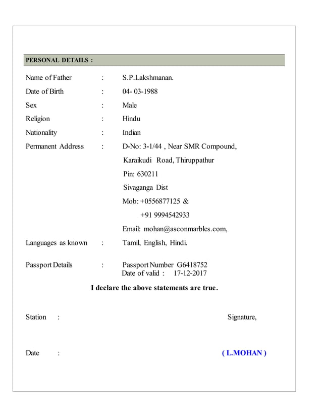 mohan international resume - Copy | DOCX