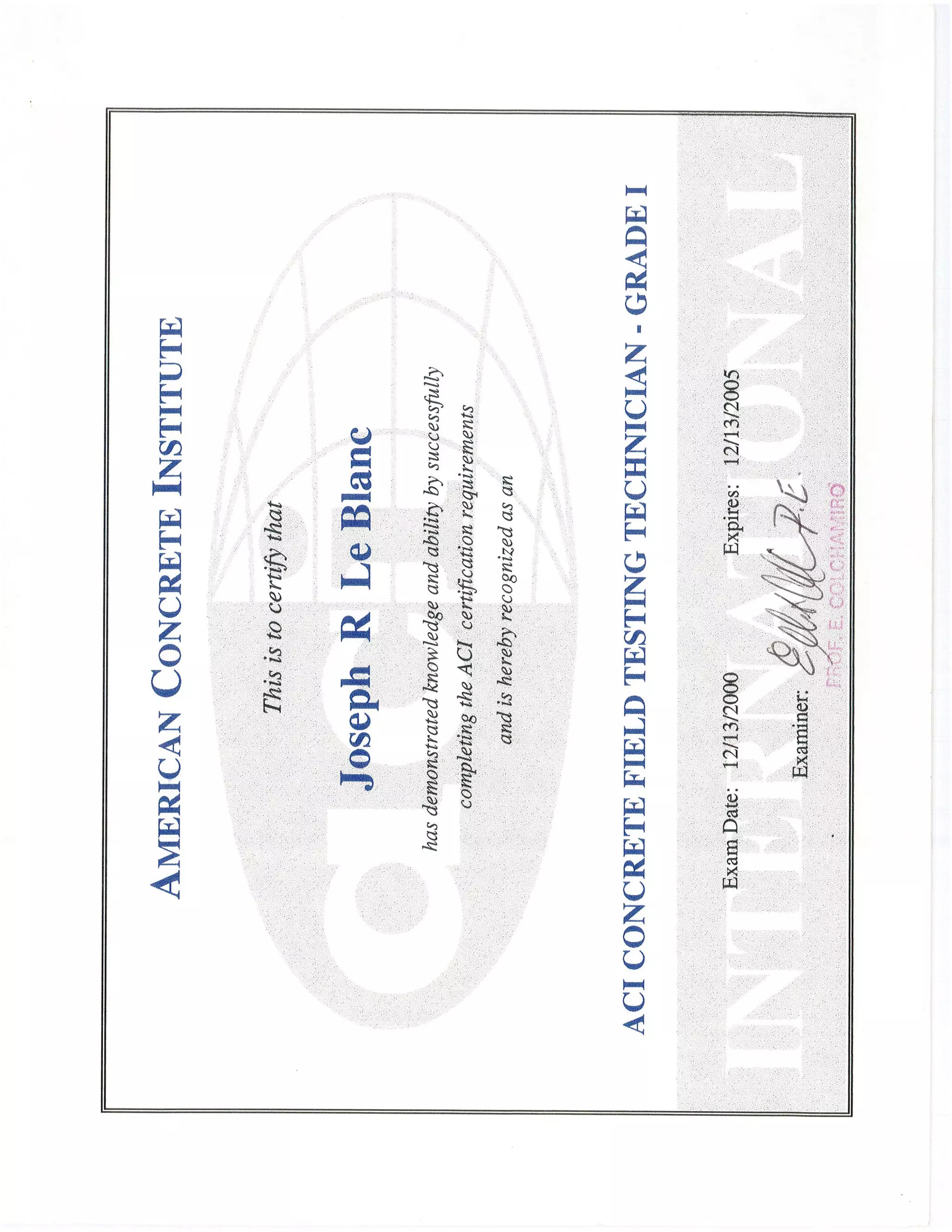 H. Cert. ACI- CFTT | PDF