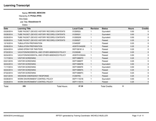 Training Transcript | PDF