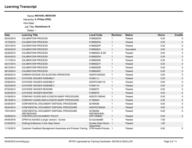 Training Transcript | PDF