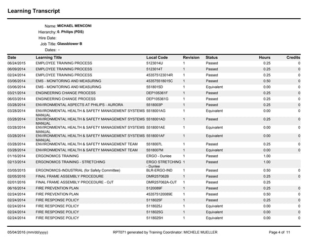 Training Transcript | PPT
